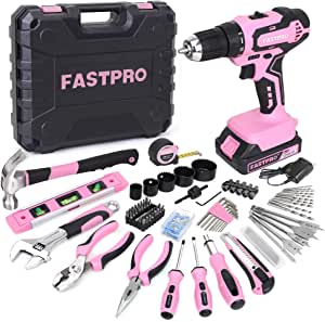 FASTPRO 177-Piece 20V Pink Cordless Lithium-ion Drill Driver and Home ...